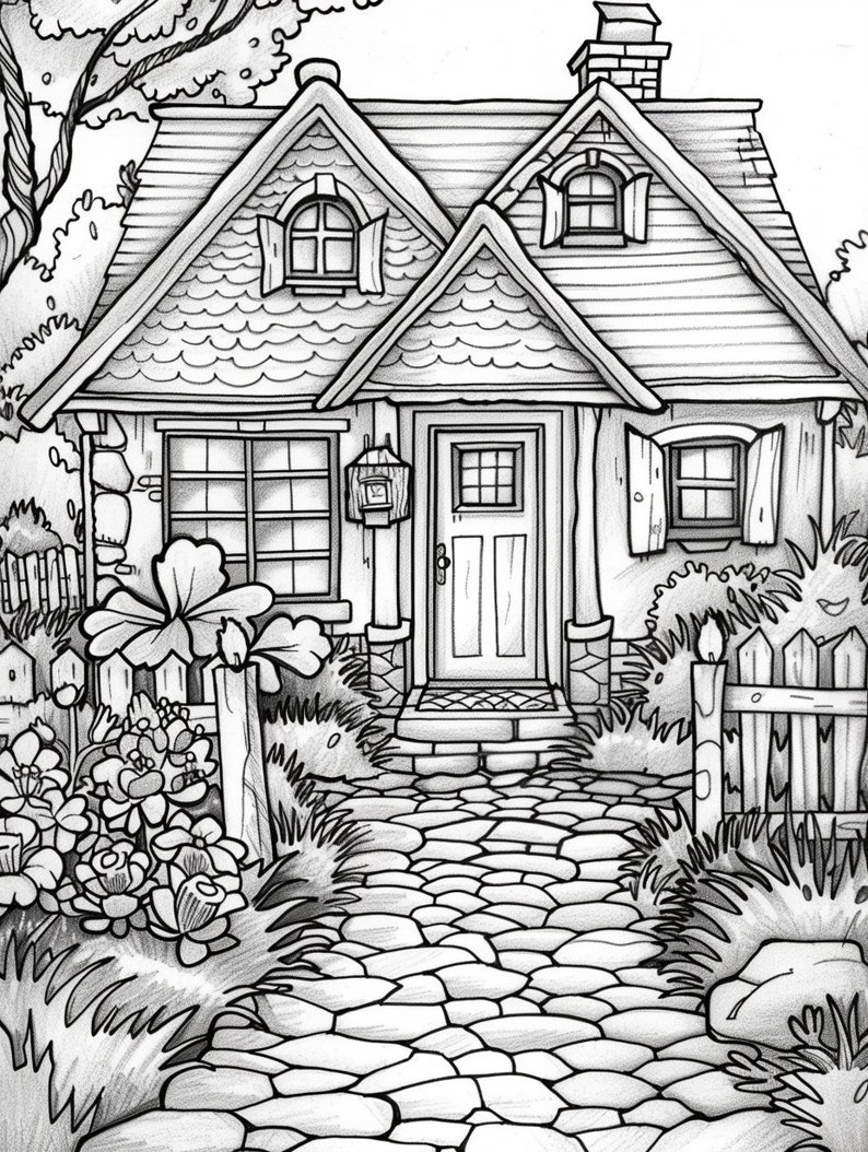 Cozy Cottage Gardens Coloring Pages for Adults | Cozy Coloring Sheets ...