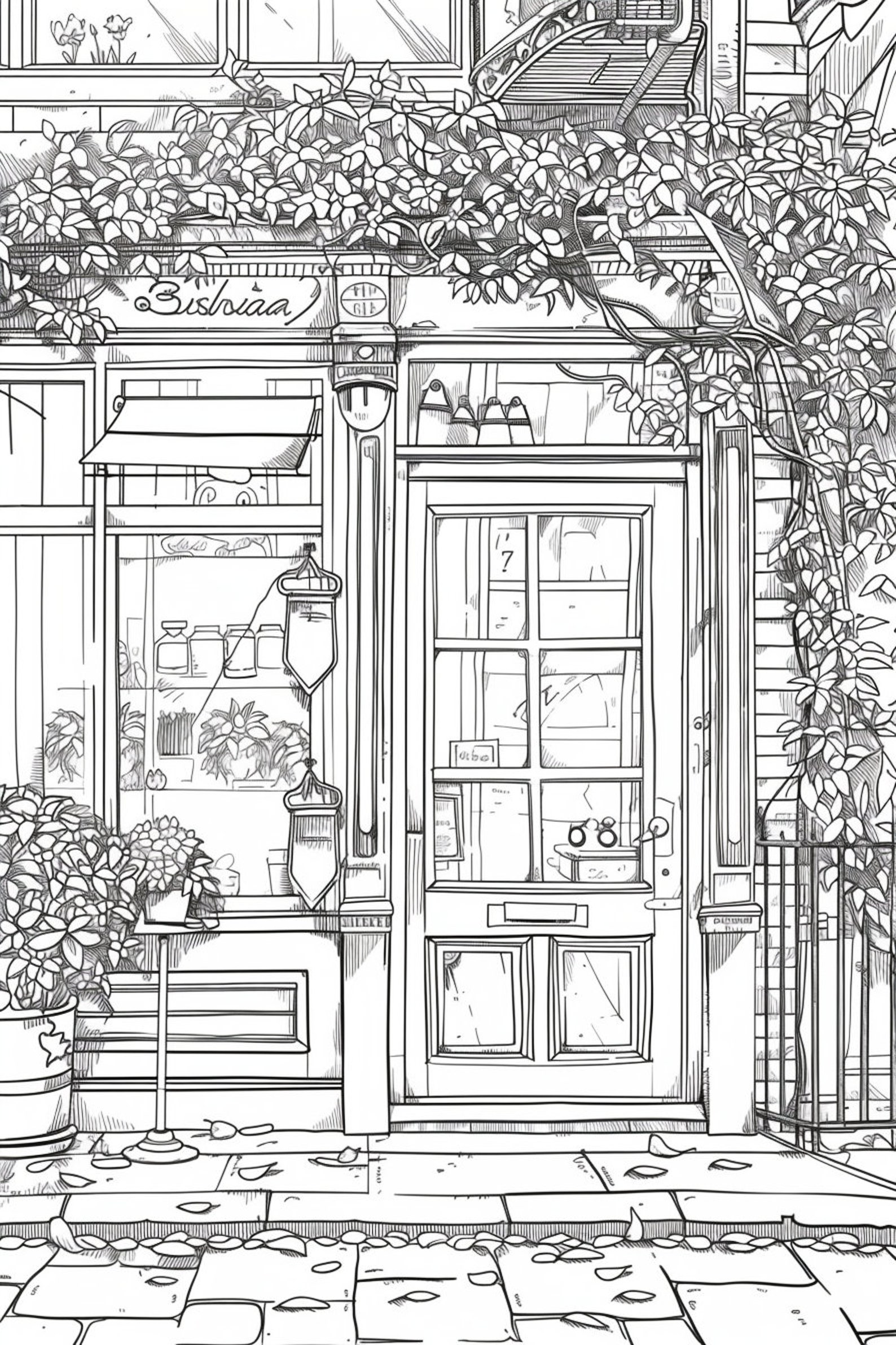 Storefronts Designs Coloring Book for Adults | 35 Cozy Printable Pages ...