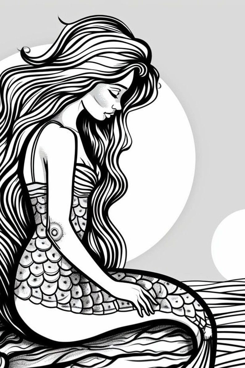25 Mythical Mermaid Coloring Pages Adult and Kids Coloring Book ...