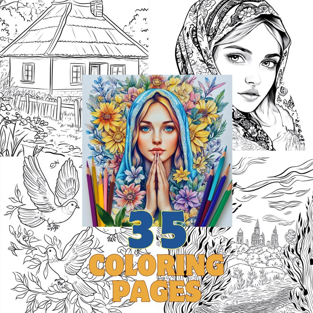 Pray for Ukraine Coloring Book - 35 Ukrainian Coloring Pages, Ukrainian ...