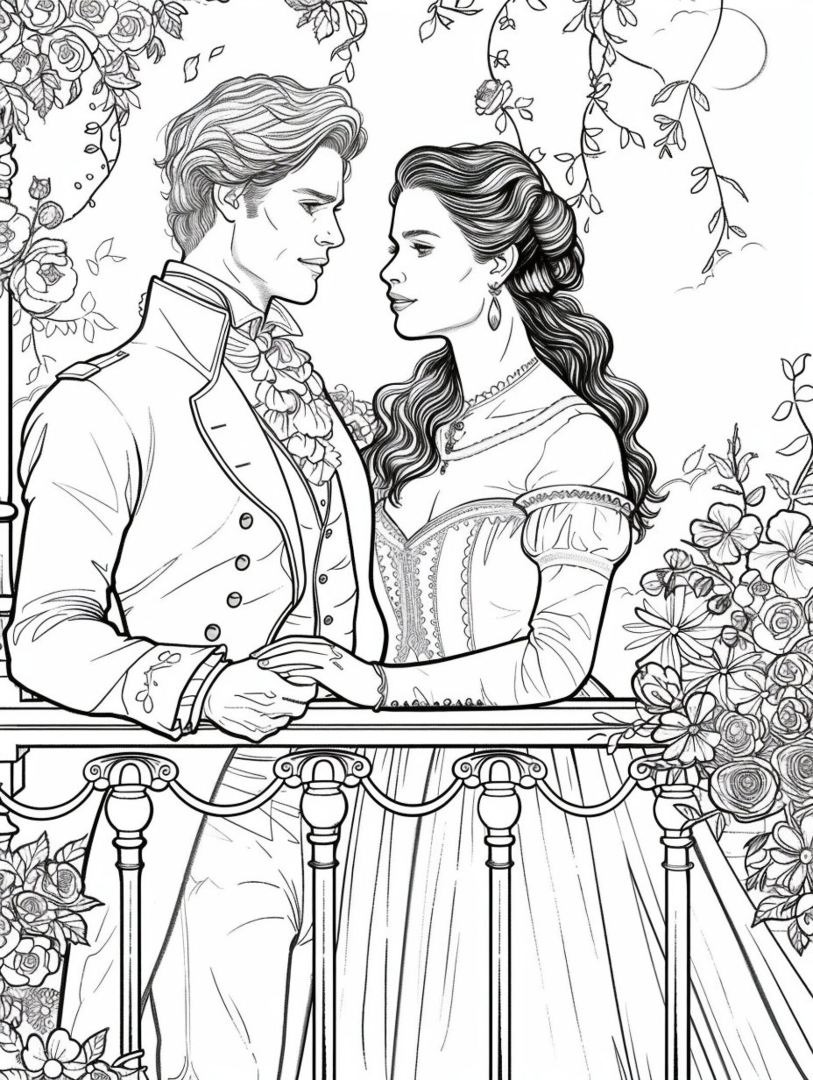 50 Regency Couples Coloring Pages - Adult Coloring Book, Coloring ...