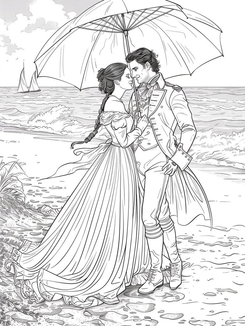 50 Regency Couples Coloring Pages - Adult Coloring Book, Coloring ...