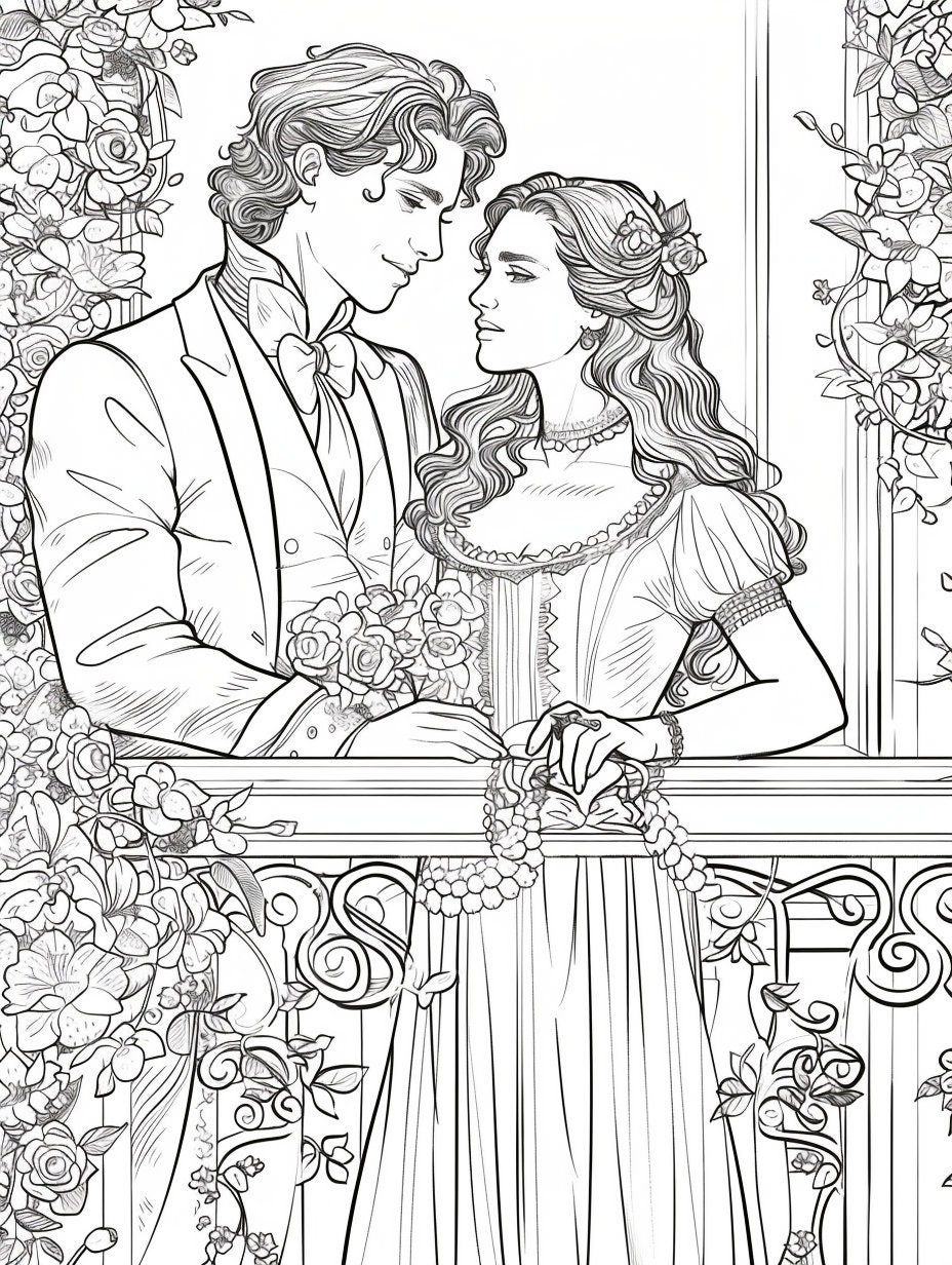 50 Regency Couples Coloring Pages - Adult Coloring Book, Coloring ...