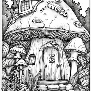 Enchanted Mushroom House Coloring Pages Set - Fun for All Ages ...