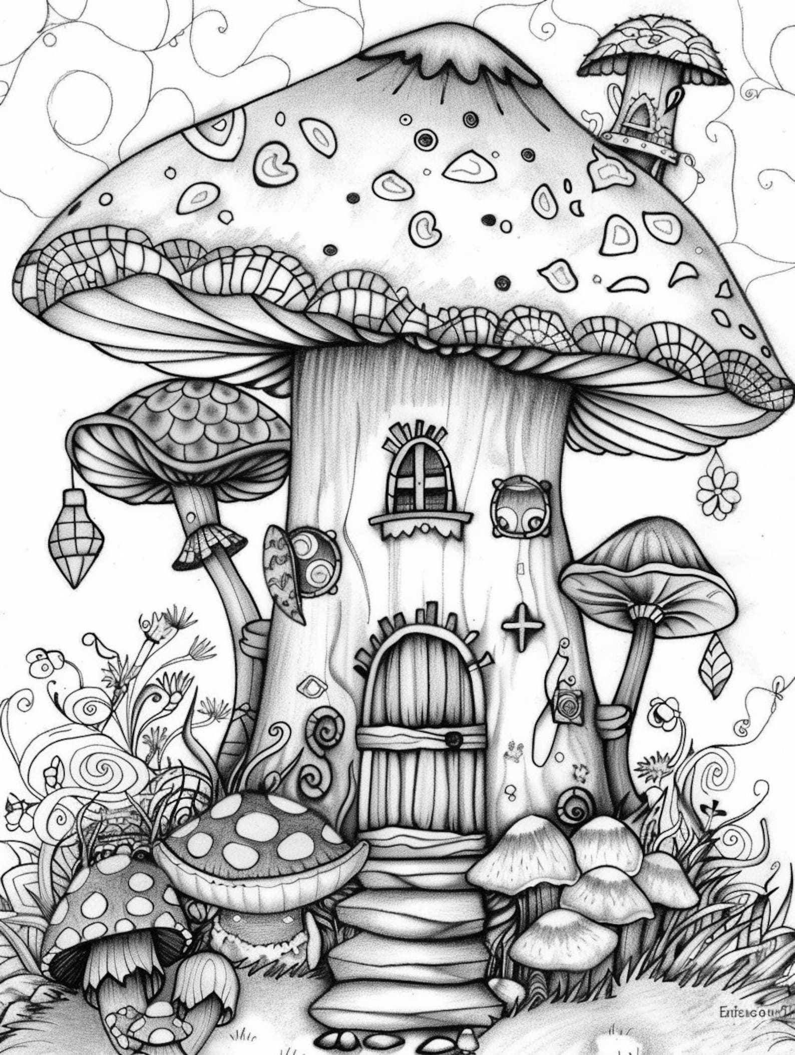 Enchanted Mushroom House Coloring Pages Set - Fun for All Ages ...