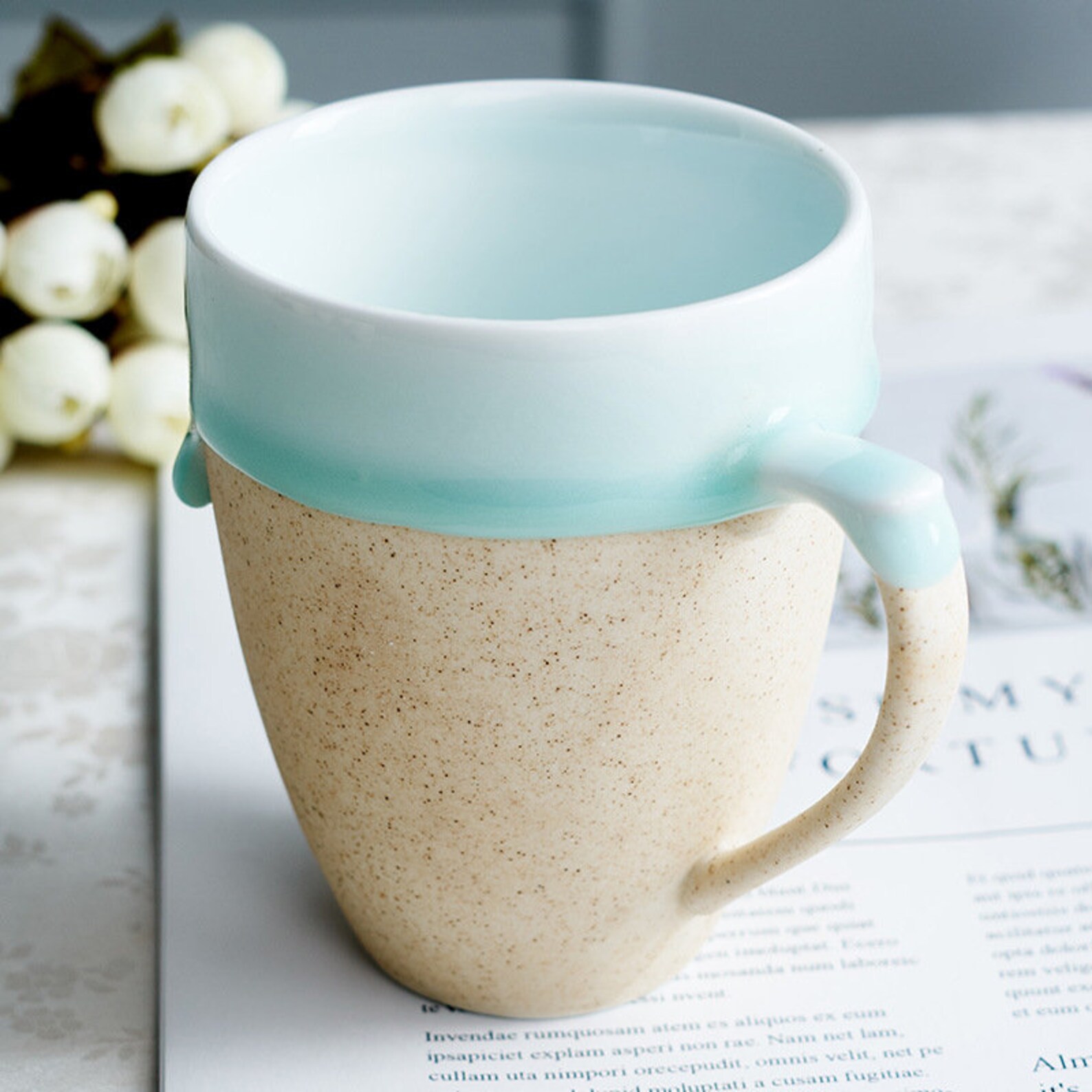 Water Drop Mug,chinese Style Mug,handmade Ceramic Mug,white Coffee Mug ...