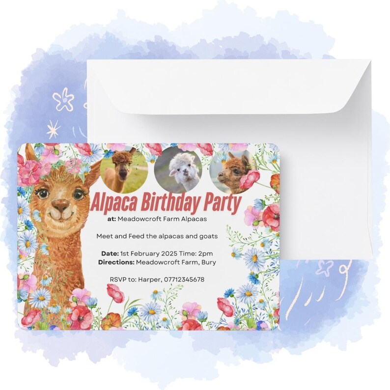 Alpaca Birthday Party Invitation - Editable Invites for Special ...