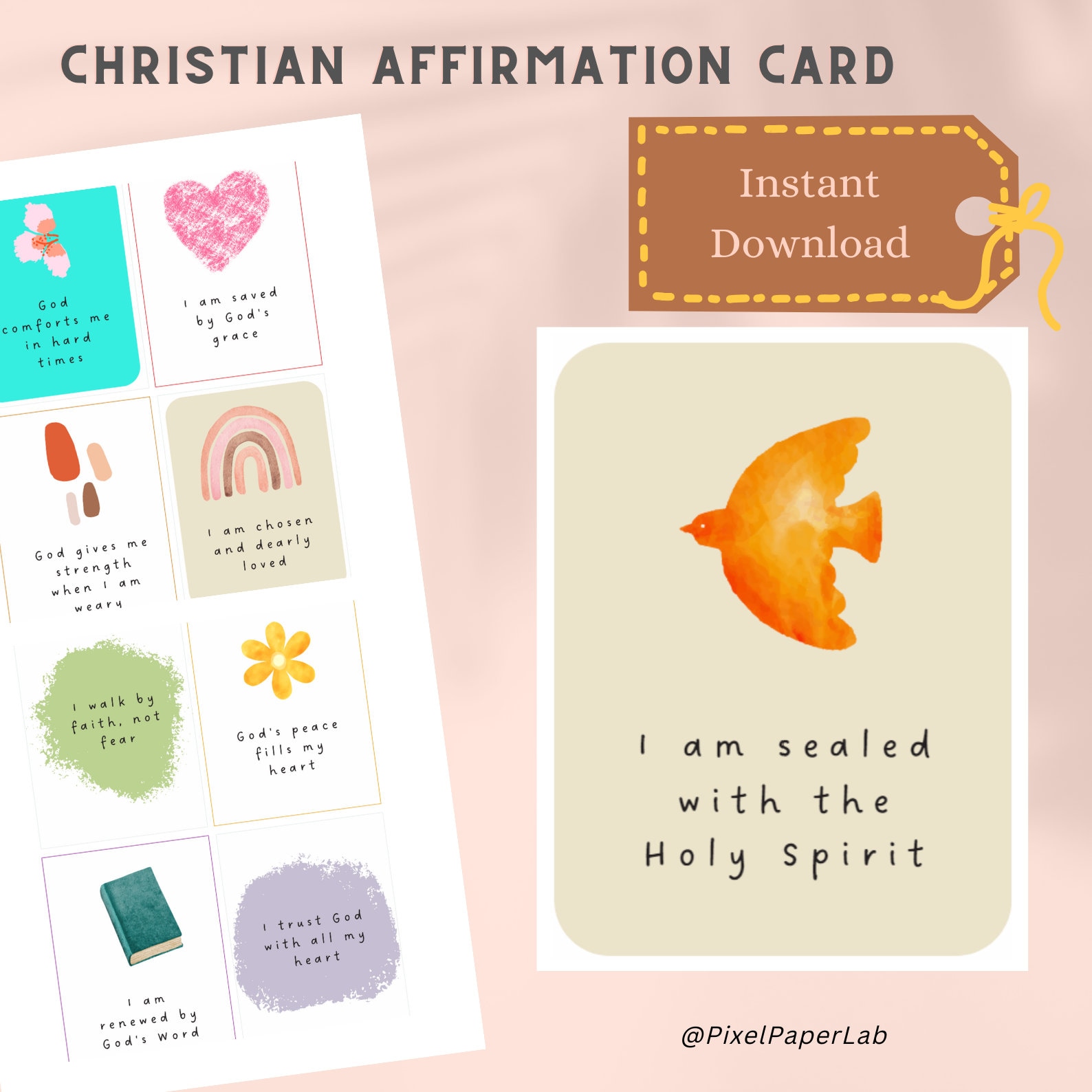Christian Affirmation Cards, 40 Printable Prints, Digital Download, PDF ...