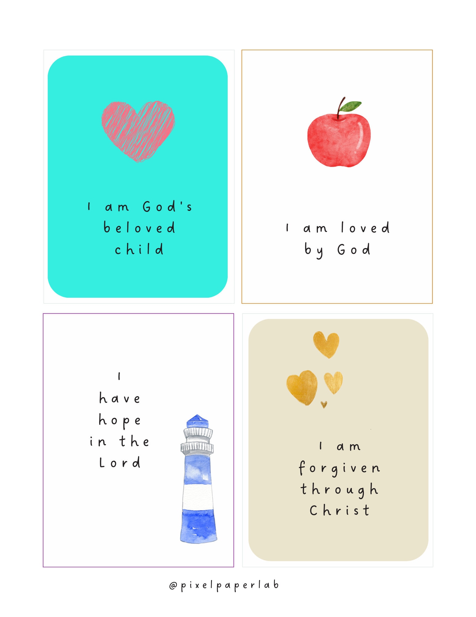 Christian Affirmation Cards, 40 Printable Prints, Digital Download, PDF ...