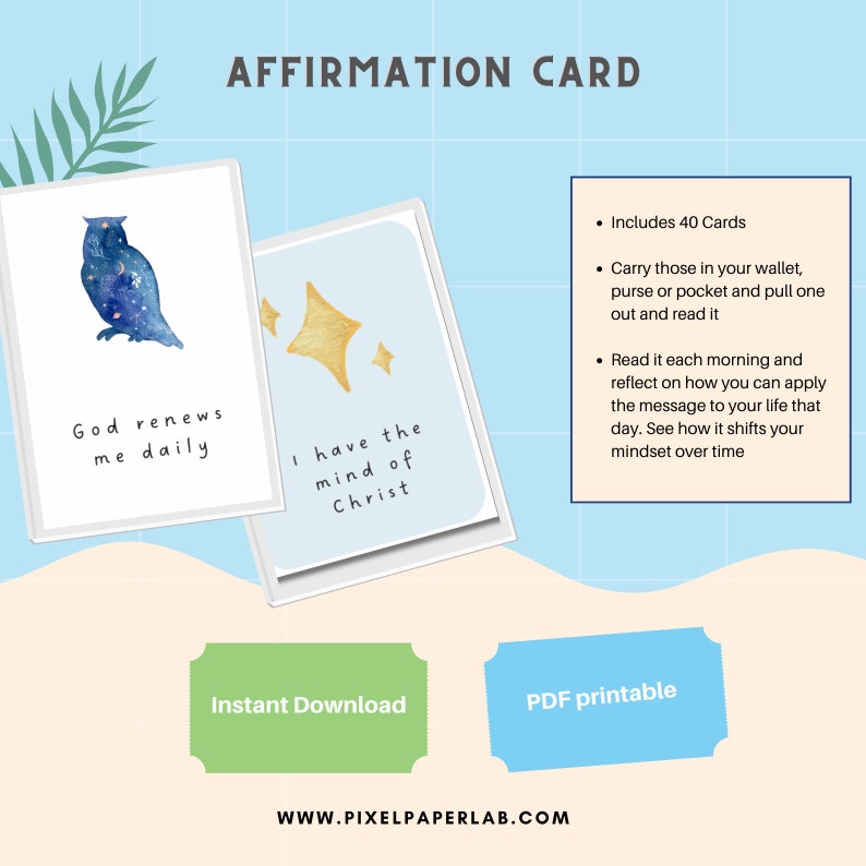 Christian Affirmation Cards, 40 Printable Prints, Digital Download, PDF ...
