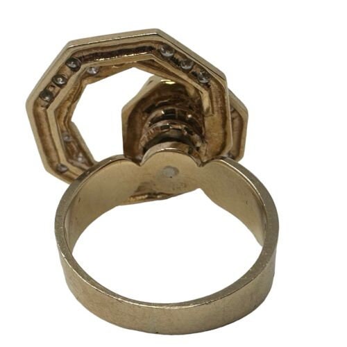 Diamond Spinning Ring Kinetic 14k Gold Geometric 3 Level Motion Spinner ...