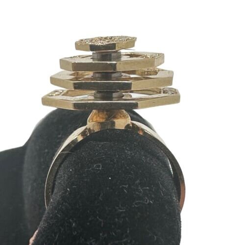 Diamond Spinning Ring Kinetic 14k Gold Geometric 3 Level Motion Spinner ...