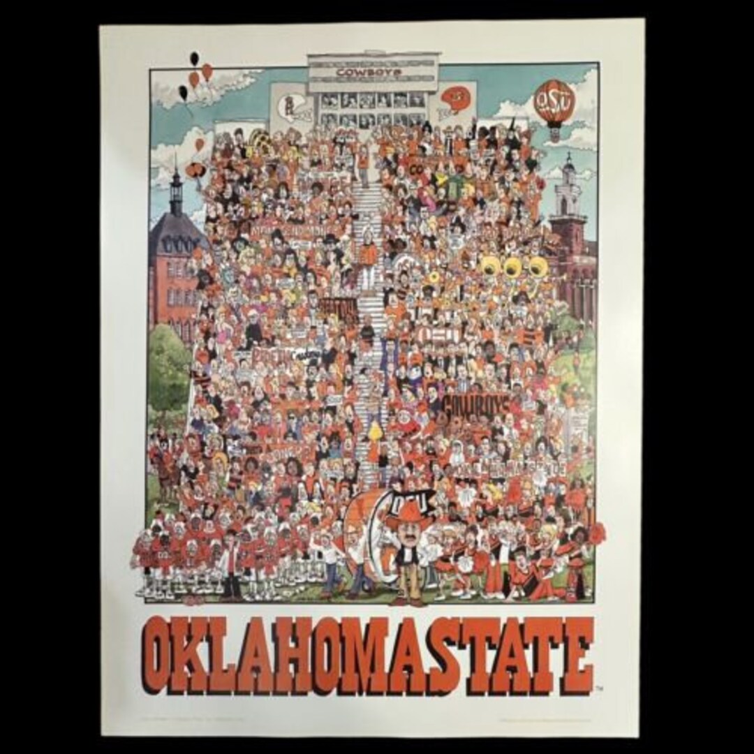 Vintage 1984 OSU Cowboys Oklahoma State Football Poster John Holladay ...
