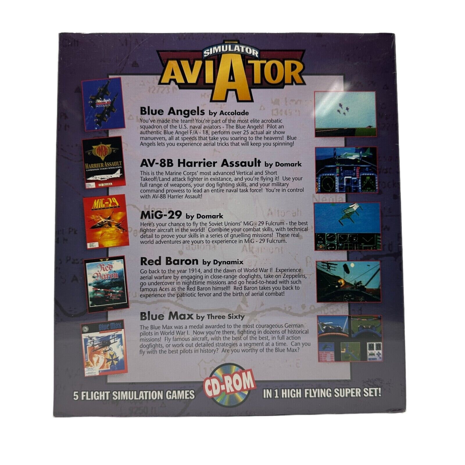 Simulator Aviator 5 Flight Simulation PC Game Big Box Set CD-ROM 1995 ...