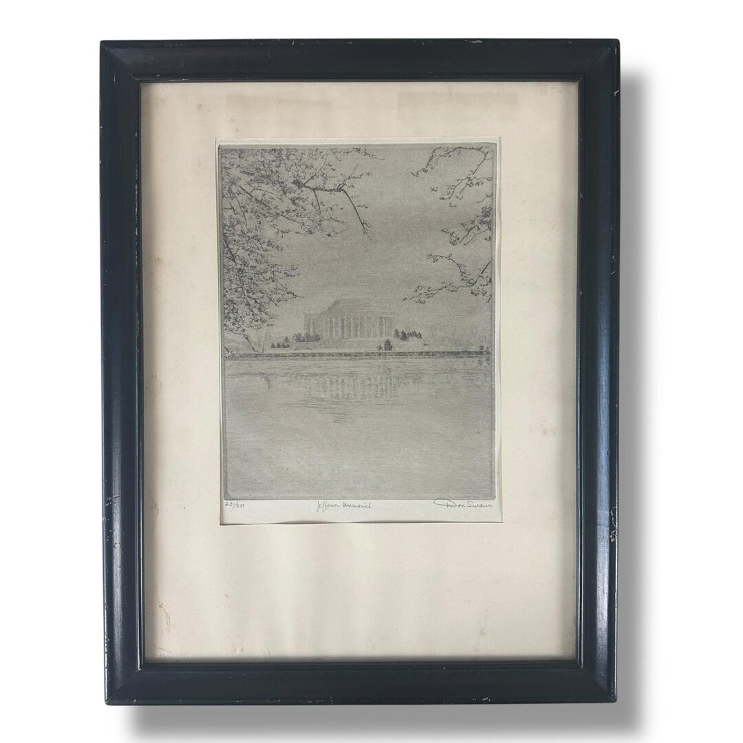 Don Swann Etching Jefferson Memorial #231/300 Signed Framed Washington ...