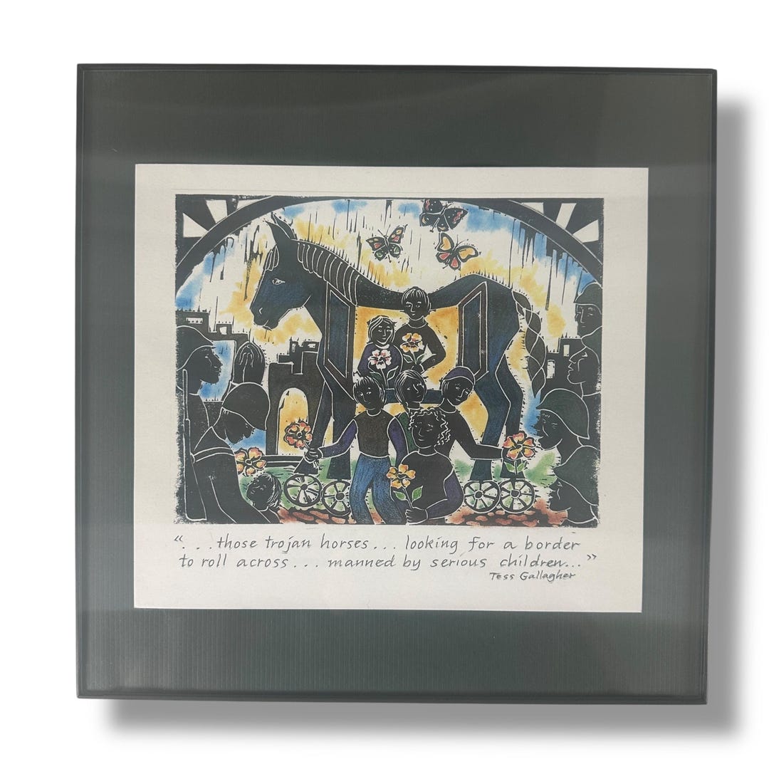 Trojan Horse Print W/ Tess Gallagher Quote – Color Block Style Art ...