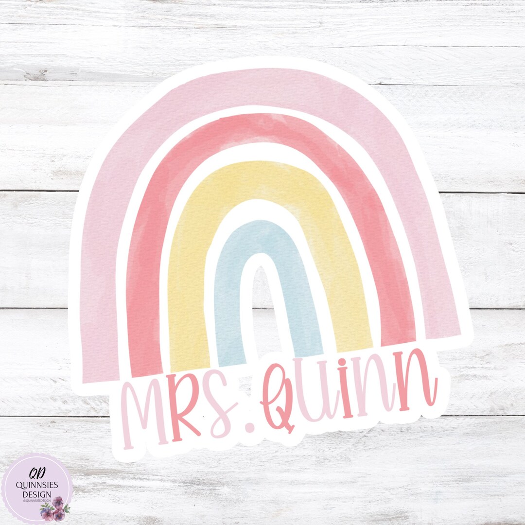 Personalized Teacher Sticker, Teacher Sticker, Boho Rainbow Teacher ...
