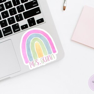 Personalized Teacher Sticker, Teacher Sticker, Rainbow Teacher Sticker ...