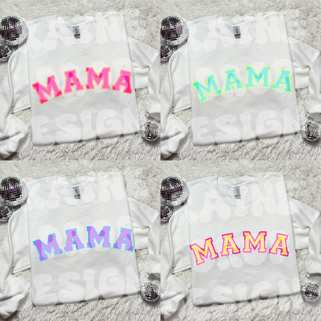 Mama Varsity Letter Neon Outlined 4 File Bundle Digital Downloads Png ...