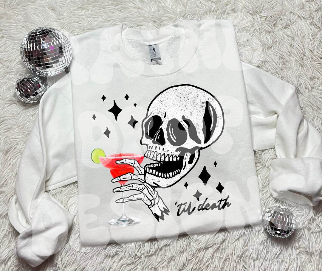 Till Death Retro Grunge Distressed Skeleton Strawberry Margarita ...