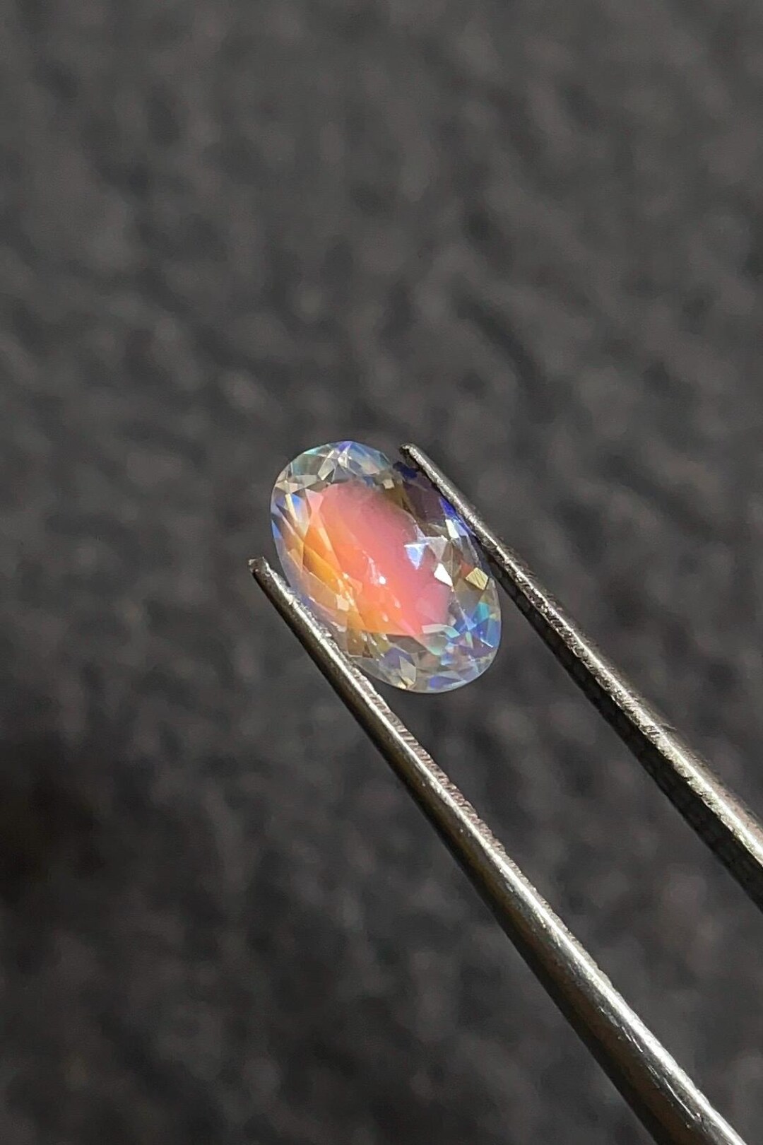 Natural Rainbow Moonstone Oval Cut Gemstone Madagascar Multi Fire ...