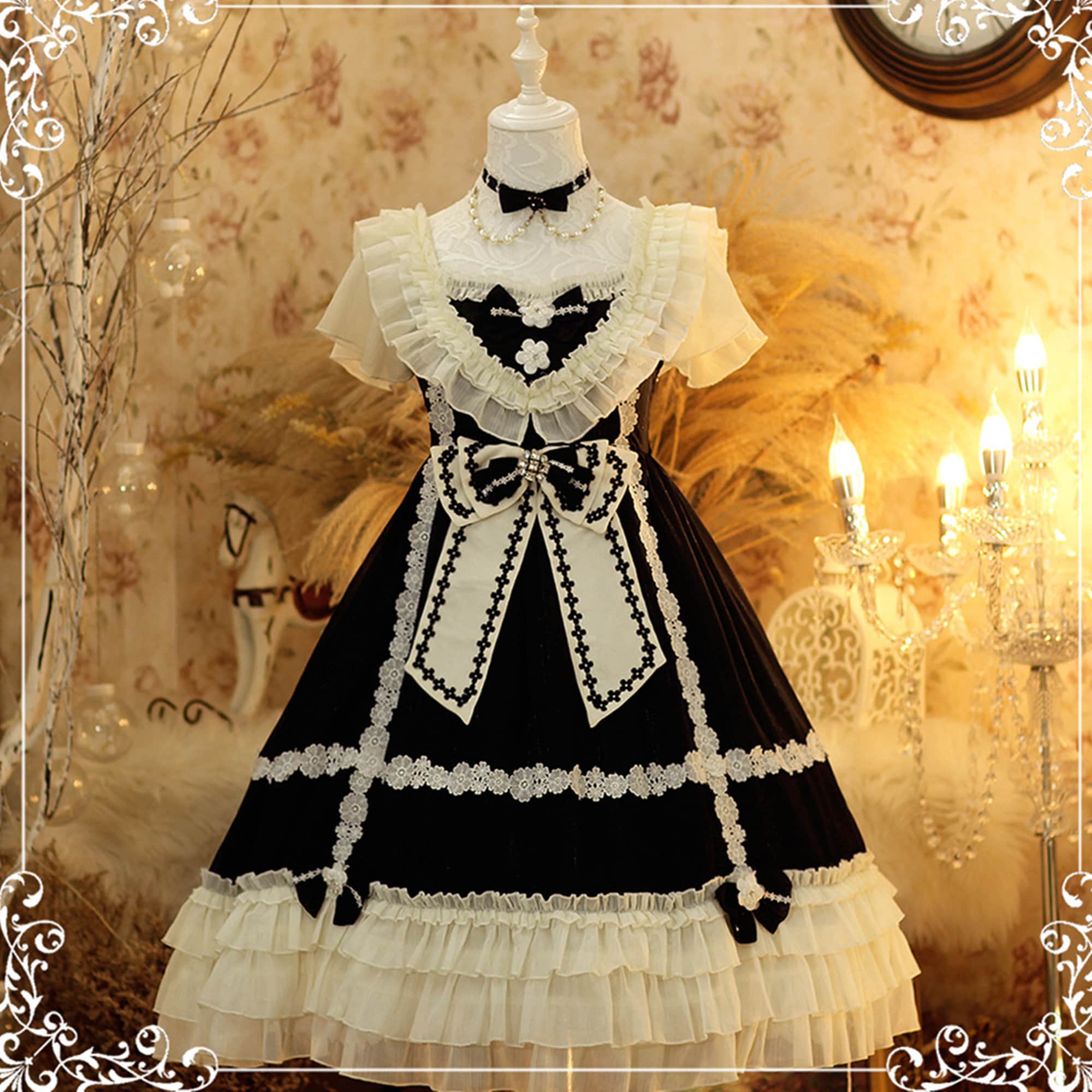 Black Goth Lolita DressRuffle DressLace DressPrincess | Etsy