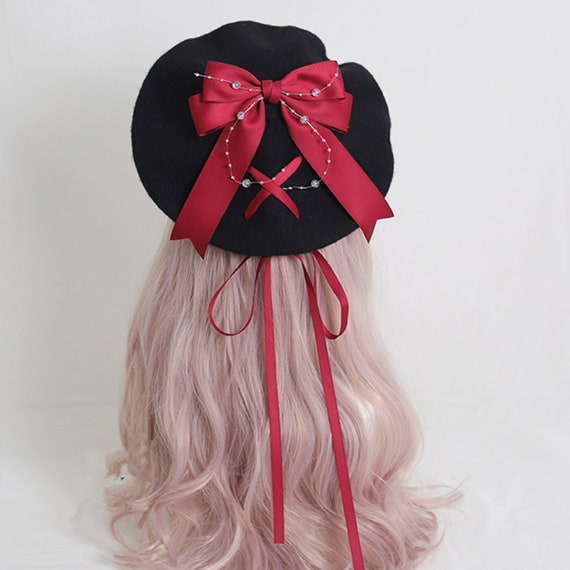 Big Bow Knot Hatcute Wool Hatdesign Hatswinter Autumn Beret | Etsy