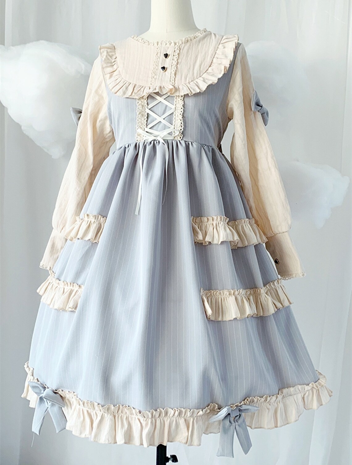 Goth Lolita Dress With Puff Sleeveruffle Dress With | Etsy