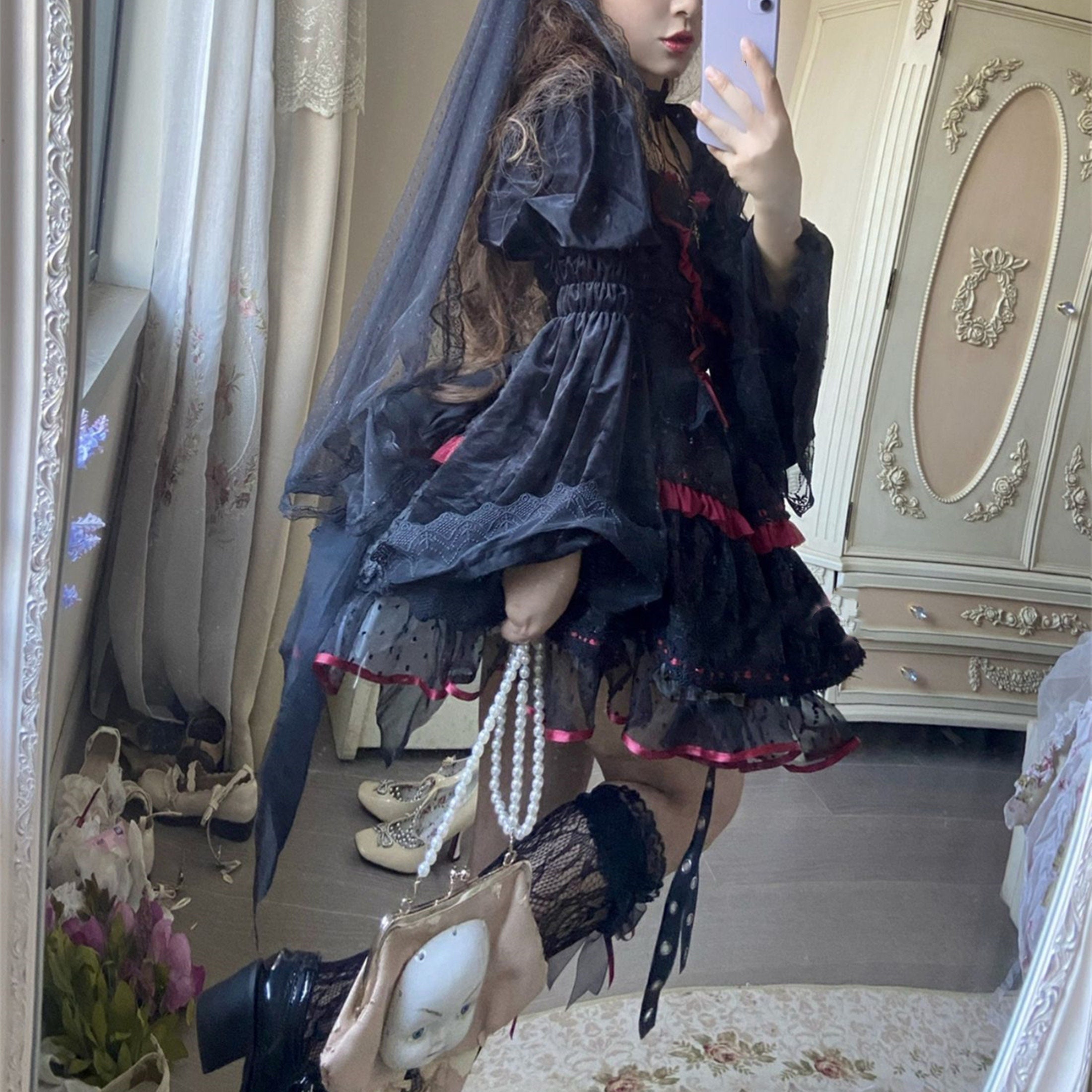 Black Goth Dressgirl Lace Dressgothic Lolita Dressparty - Etsy