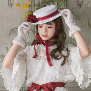 Rose Hat With Lace Embroideried,tea Party Hat,vintage Hat,wedding Hat ...