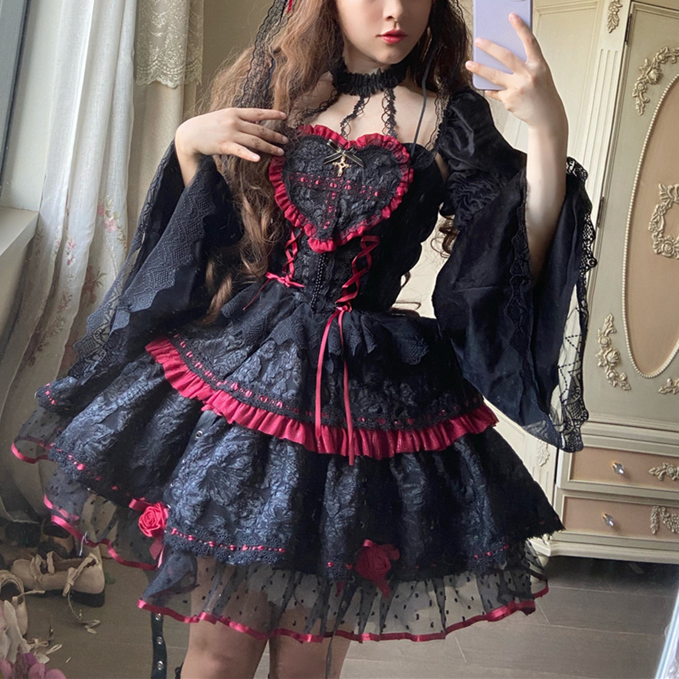 Black Goth Dressgirl Lace Dressgothic Lolita Dressparty - Etsy