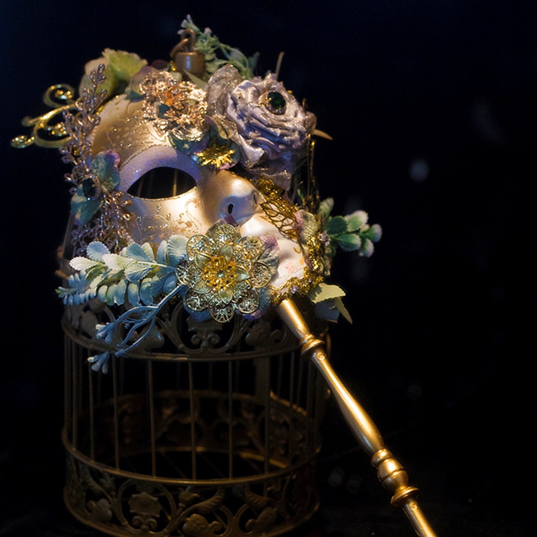 Flower Masquerade Costume Mask,handmade Rhinestone Halloween Fashion ...