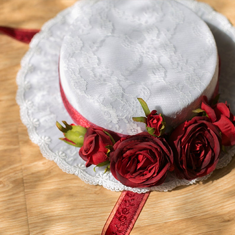 Rose Hat With Lace Embroideriedtea Party Hatvintage | Etsy