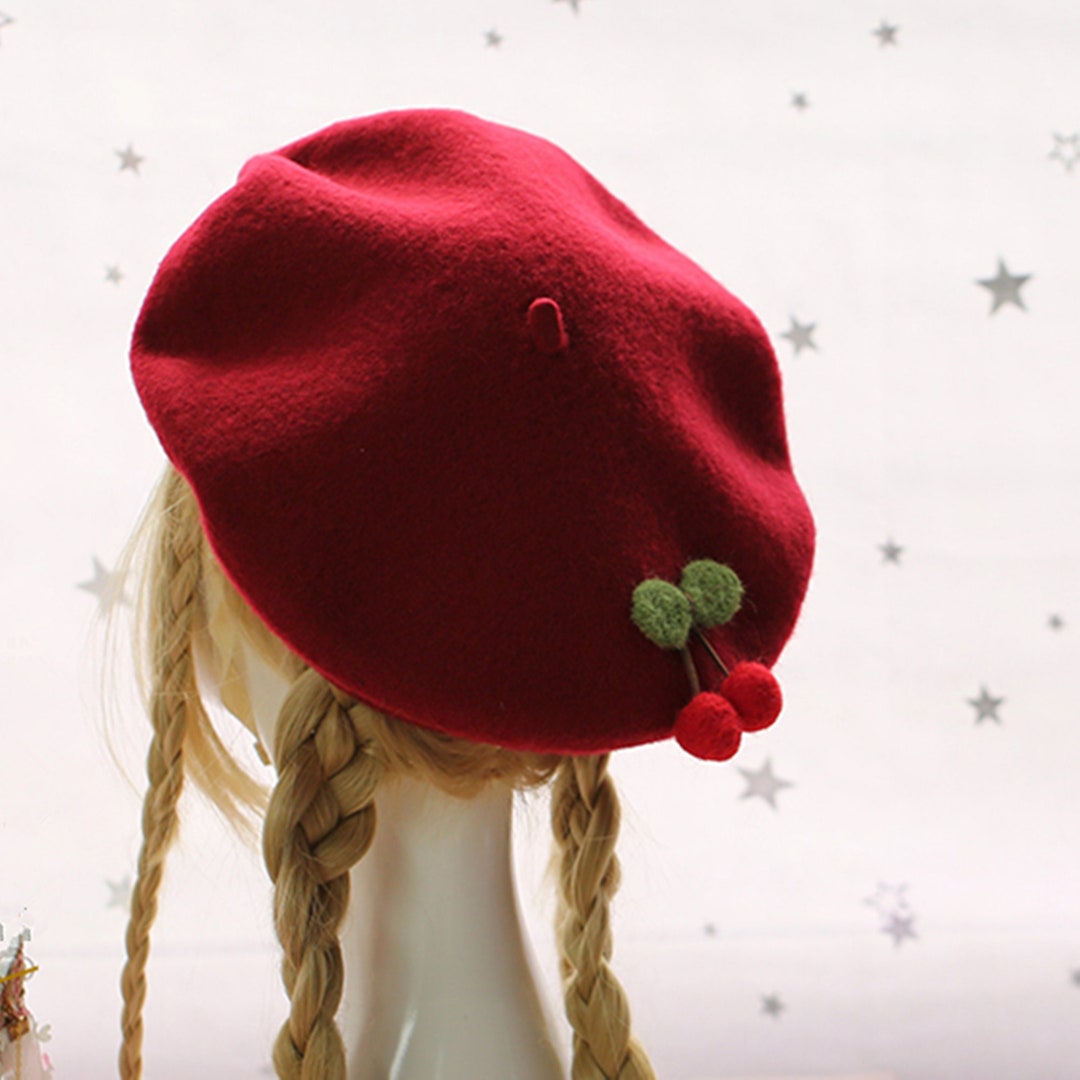 Cherry Wool Hat,design Hats,winter Autumn Beret Cap,handmande Hat,retro ...