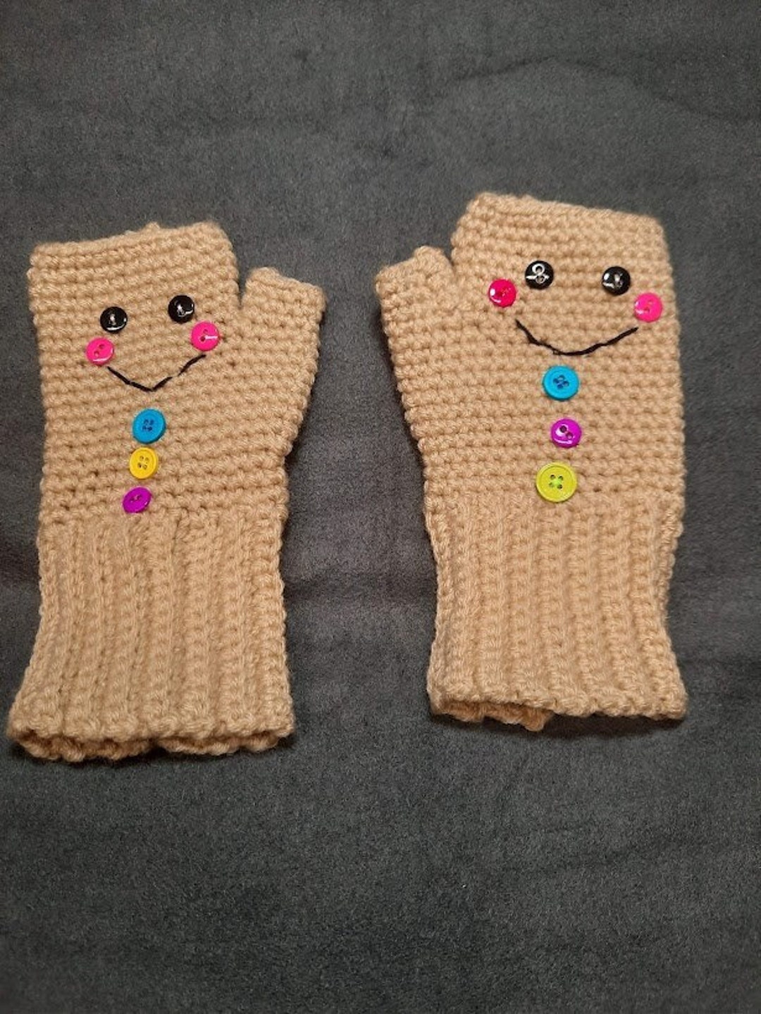 Christmas Gingerbread Man Crochet Fingerless Gloves - Etsy