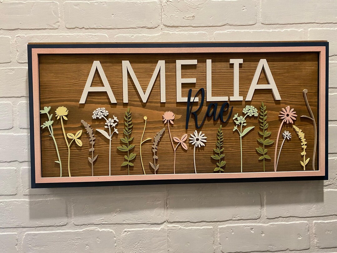 Wildflowers Nursery Sign Personalized, Wood Name Sign for Nursery - Etsy
