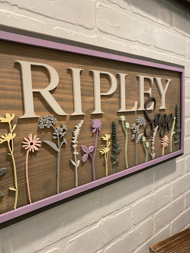 Wildflowers Nursery Sign Personalized Wood Name Sign for - Etsy