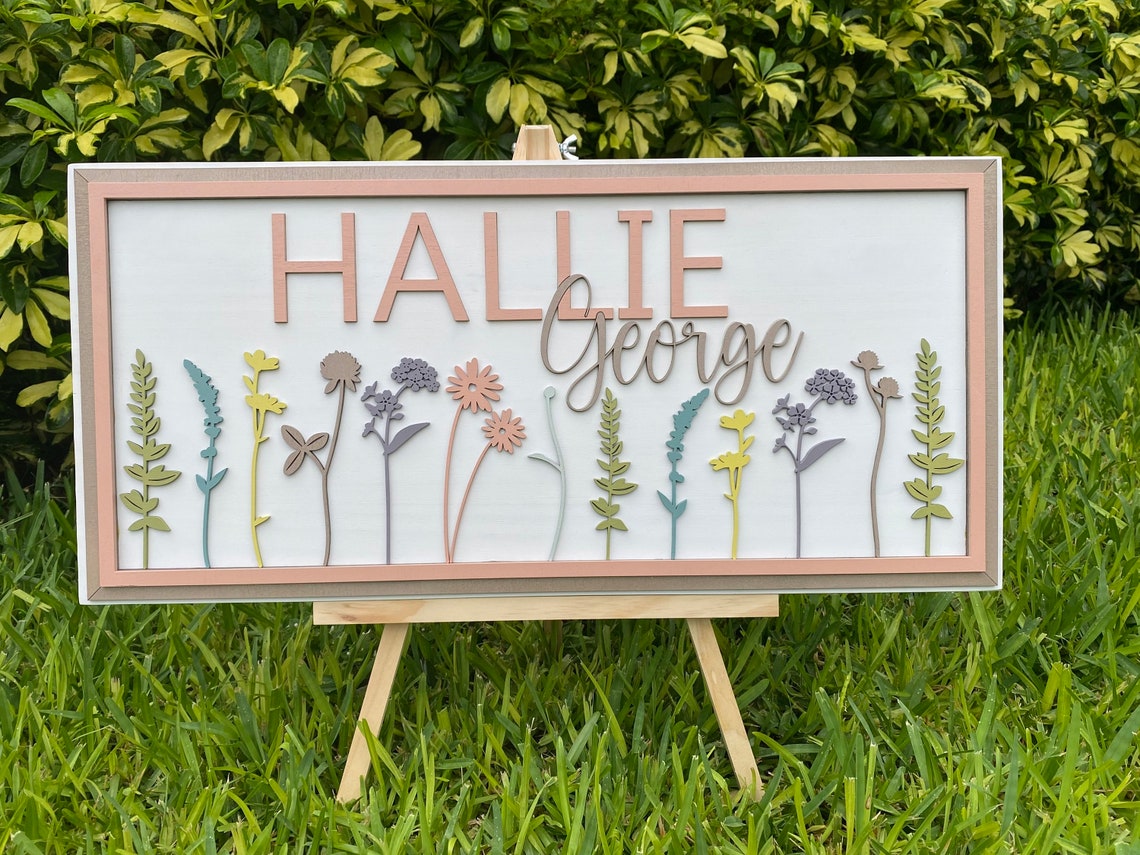 Hawaiian Floral Nursery Personalized Name Board Botanical - Etsy