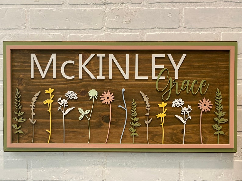 Wildflowers Nursery Sign Personalized Wood Name Sign for - Etsy