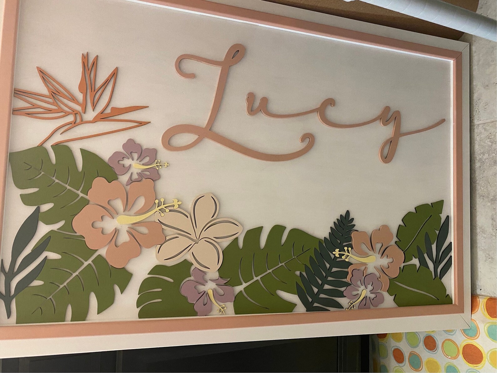 Hawaiian Floral Nursery Personalized Name Board, Botanical Wall Decor ...