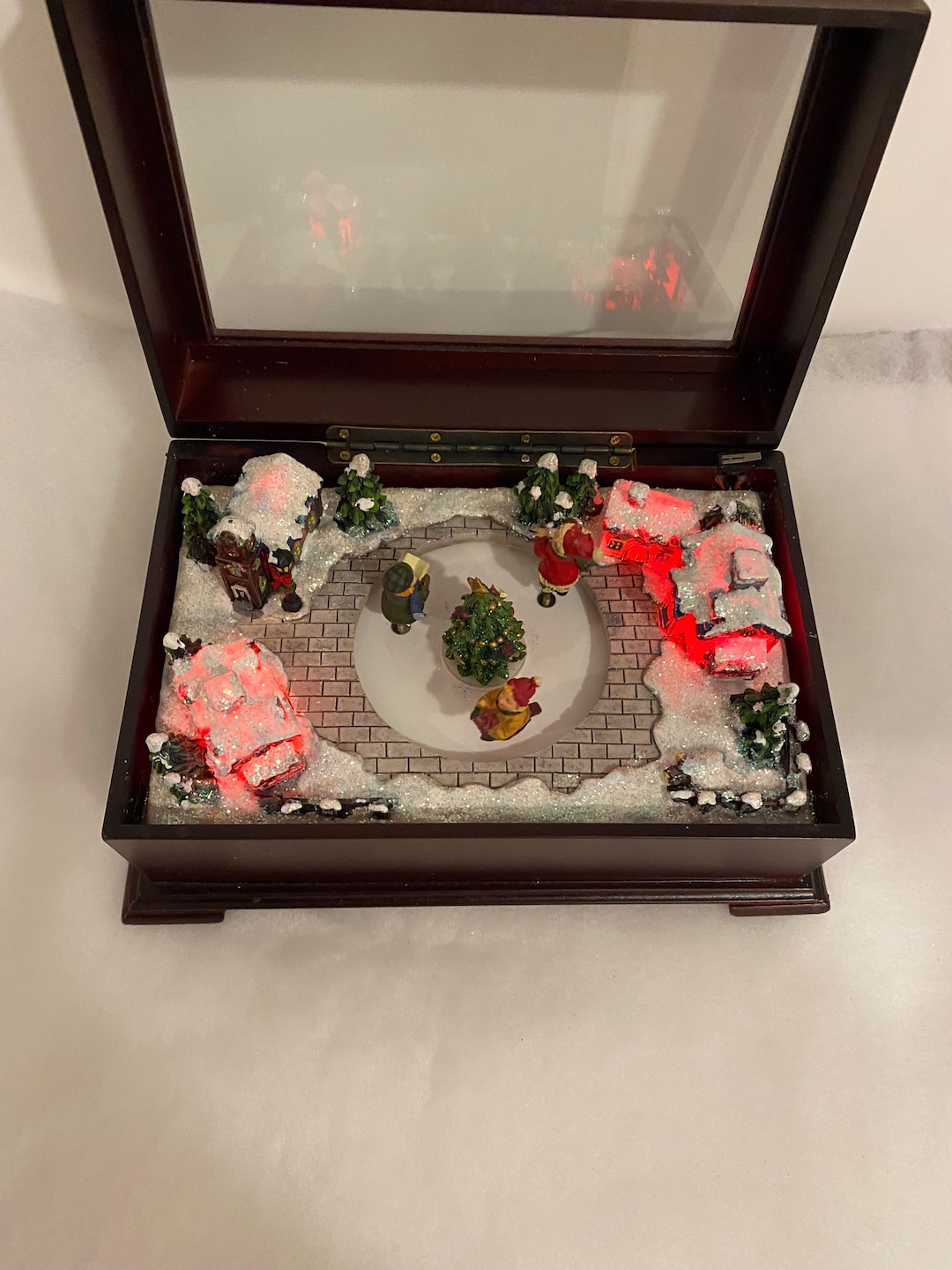 Christmas Music Box Animated Wooden Box Winter Village Scene - Etsy New ...