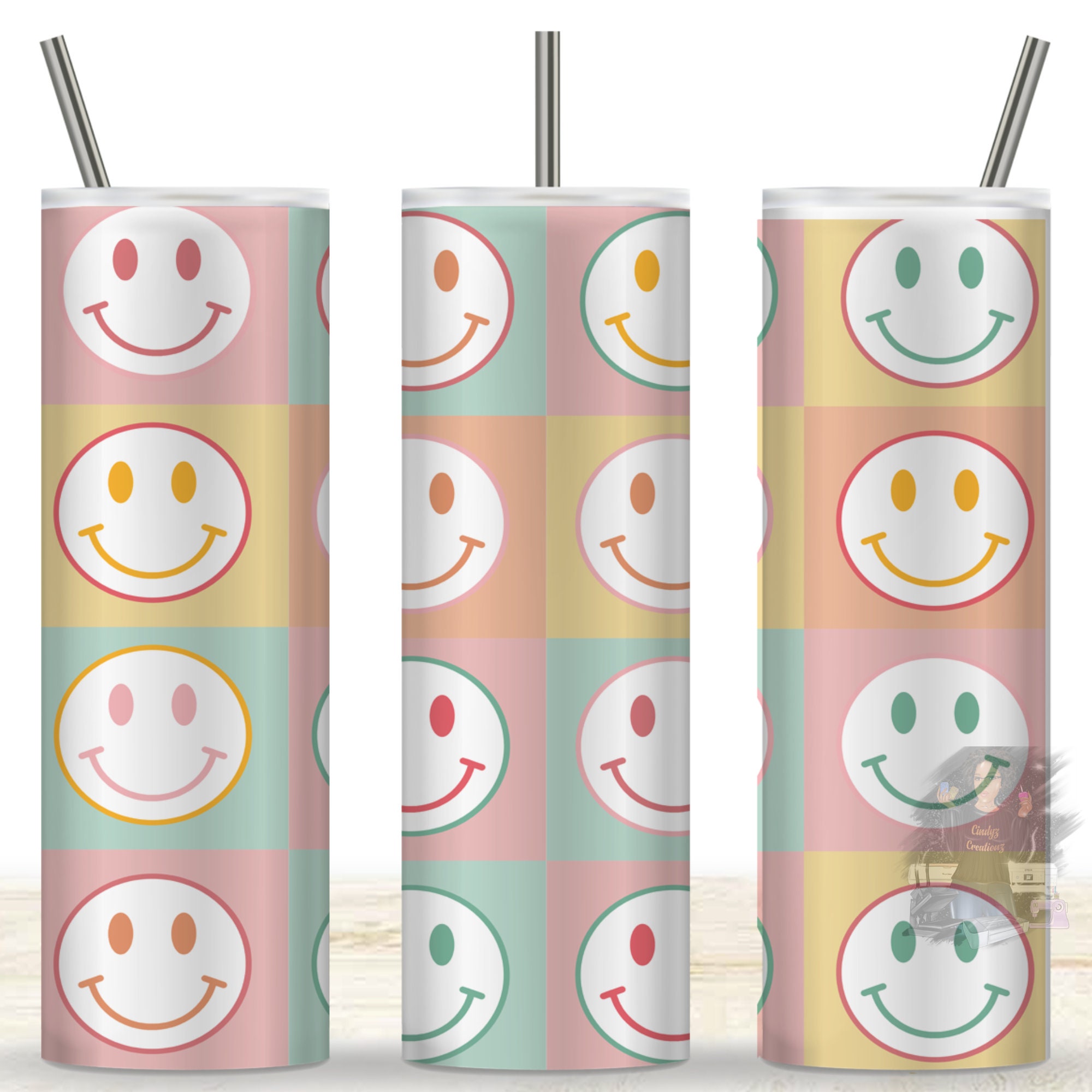Smiley Face Tumbler Retro Smiley Face Tumbler Retro Colors - Etsy