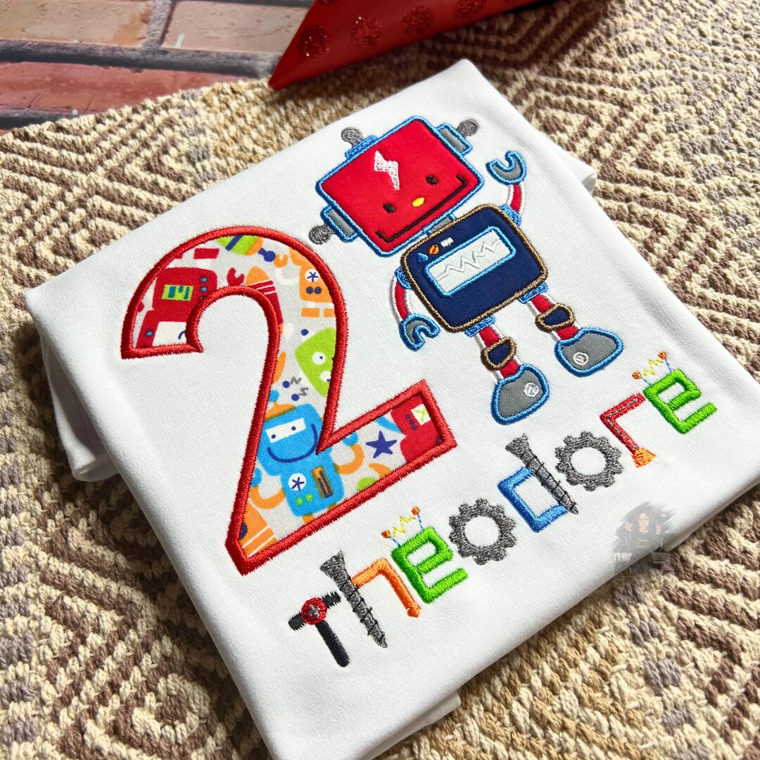 Boys and Girls Fun Robot T Shirt, Personalized Shirt, Birthday Shirt - Etsy
