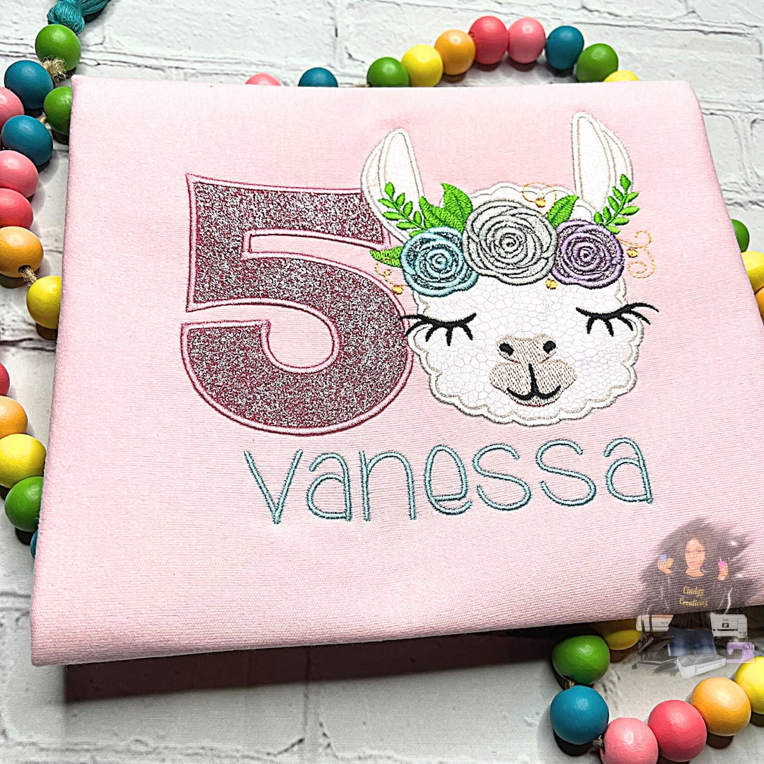 Girls Llama Shirt Personalized Birthday Llama Shirt Birthday - Etsy