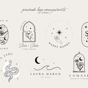 Celestial Magic Handdrawn Logo & Branding Elements Florals - Etsy