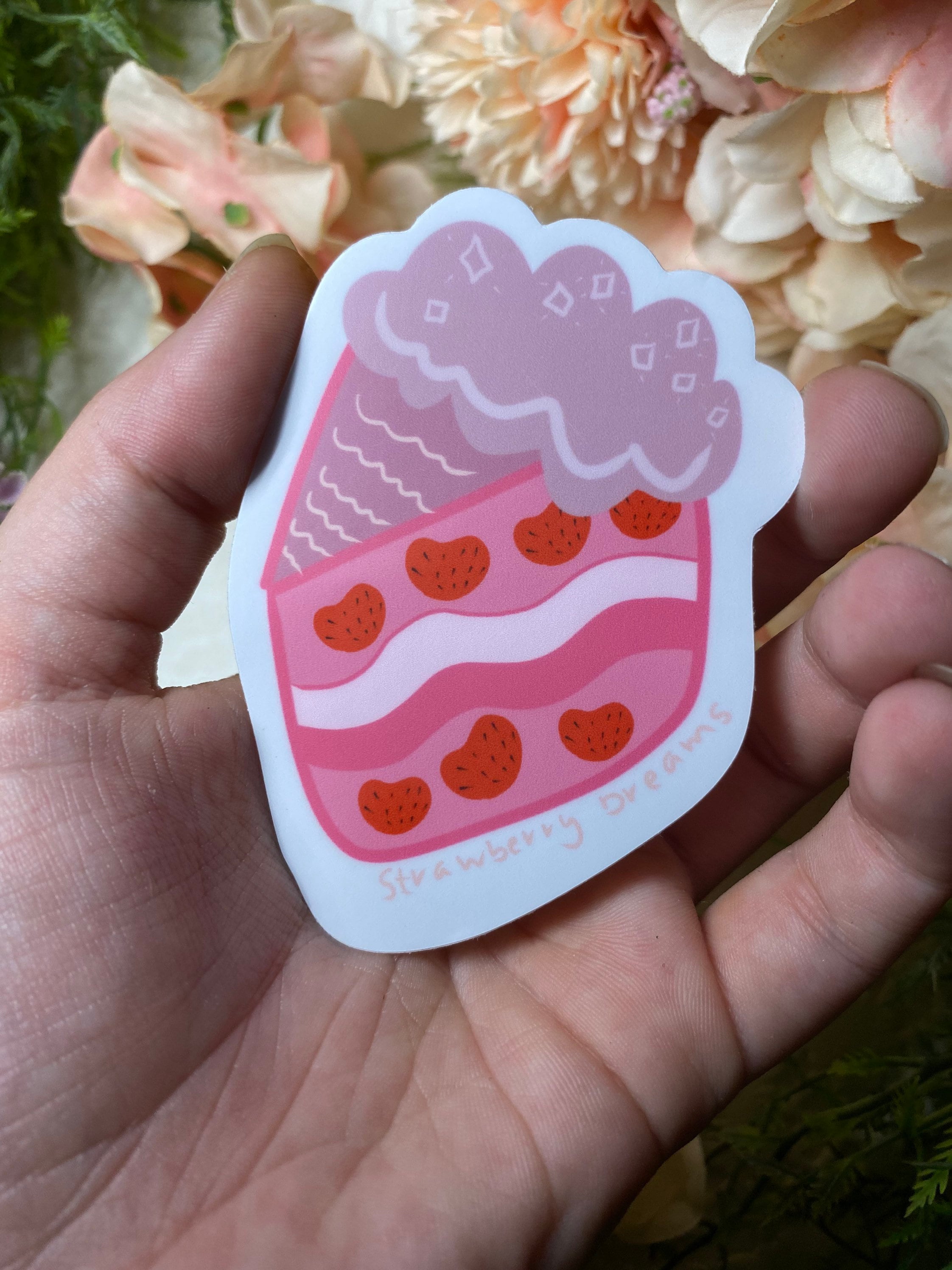 Strawberry Cake Sticker, Bakery Sticker, Strawberry Sticker, Cute ...