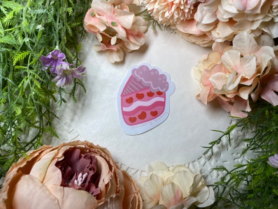Strawberry Cake Sticker Bakery Sticker Strawberry Sticker - Etsy