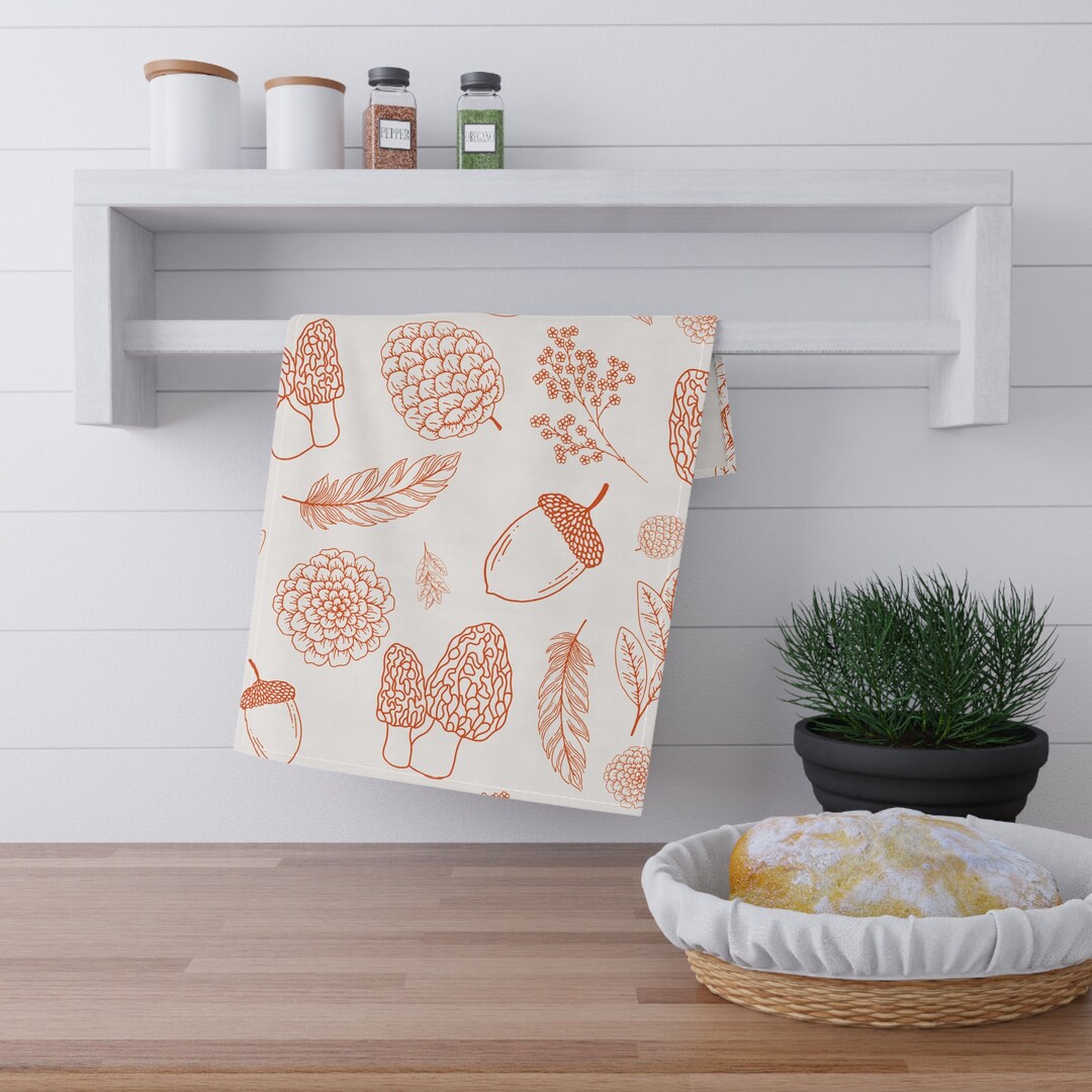 Autumn Kitchen Towel Fall Print Dishcloth Rustic Decorative Hand Towels ...