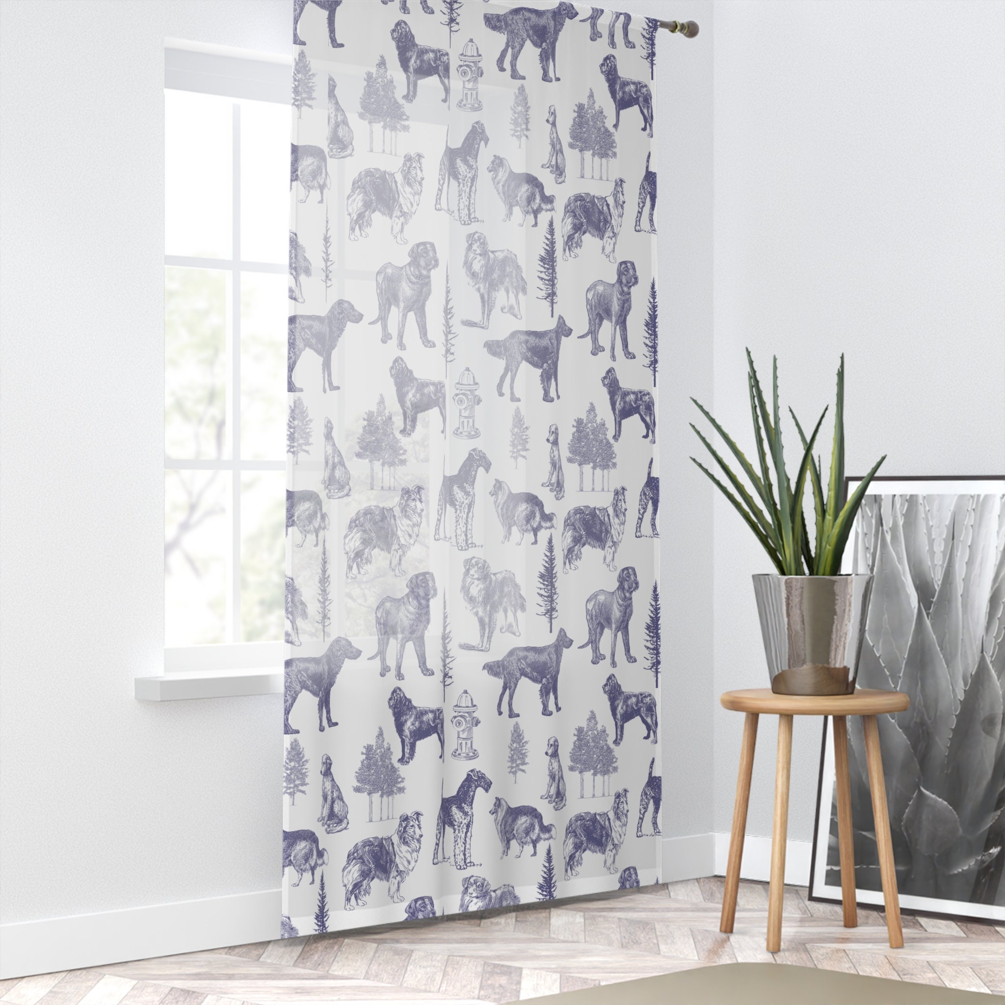 Vintage Dog Curtains Toile Dog Curtains for Bedroom Simple Linen Dog ...