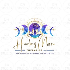 Moonchild Logo - Healing Moon Logo - Moon Therapy Logo - Moon Wellness ...